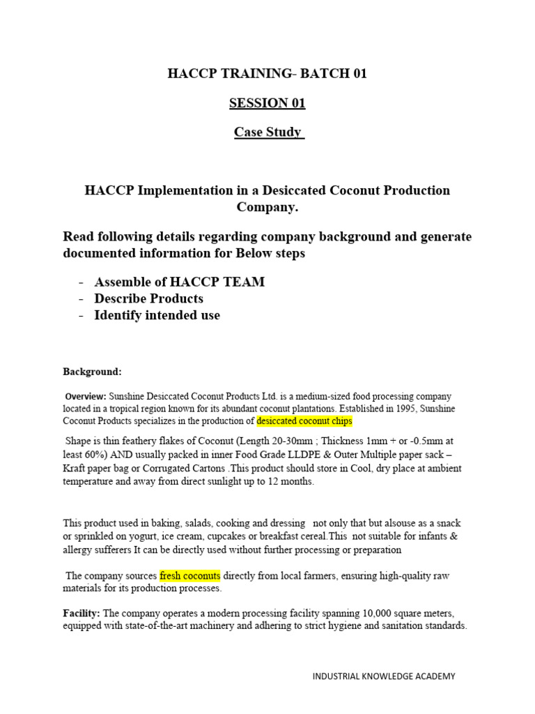 Case Study 01 | Download Free PDF | Quality Assurance | Hazard Analysis ...