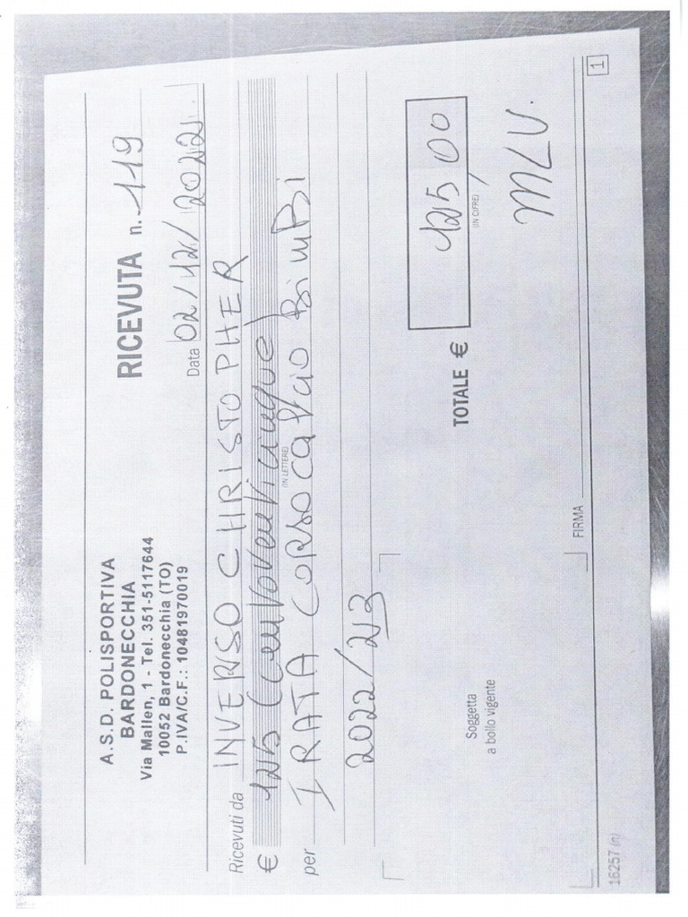 Ricevuta N°119 | PDF