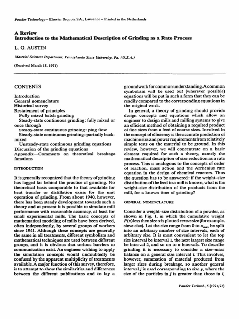 First Page PDF | PDF | Mill (Grinding) | Equations