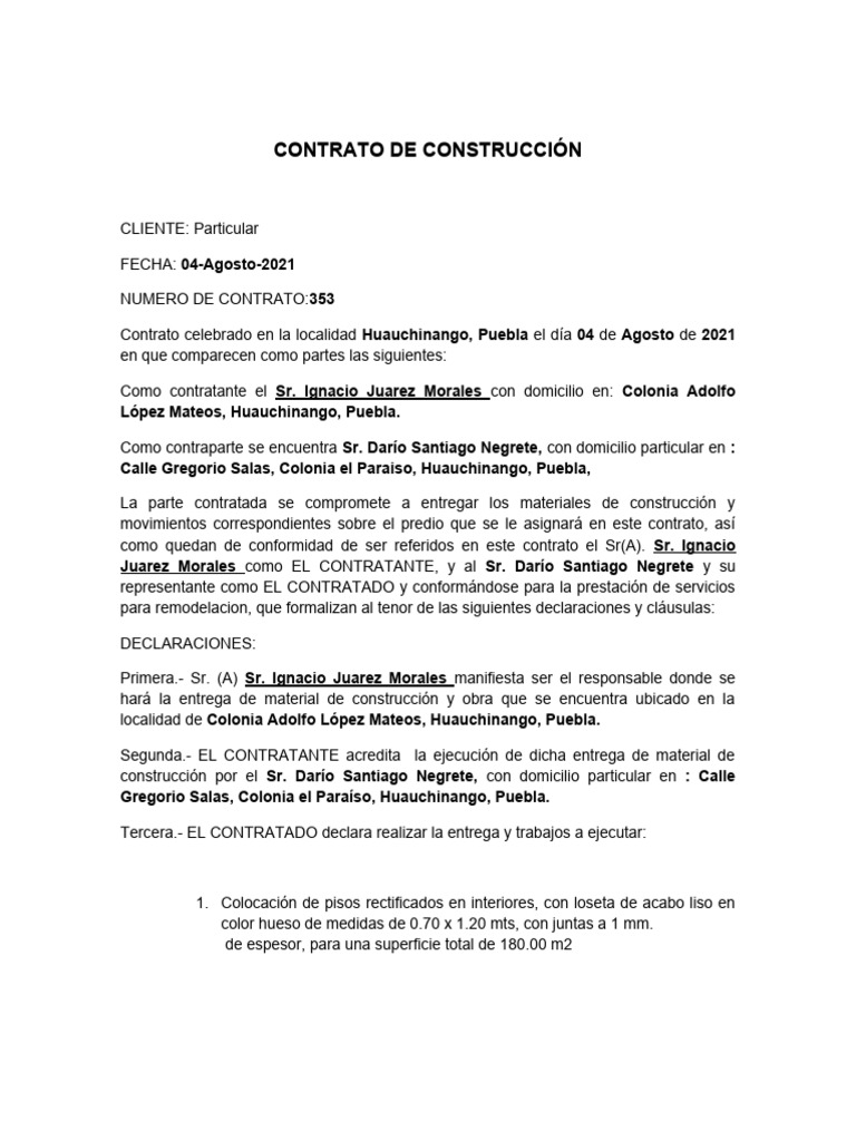 Contrato de Construccion | PDF | Derecho