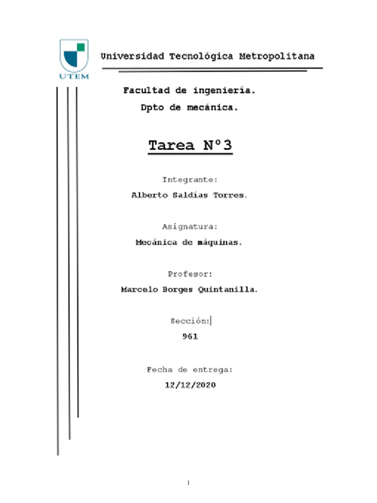 Tarea N°3 Mecanica de Maquinas | PDF | Ecuaciones | Cinemática