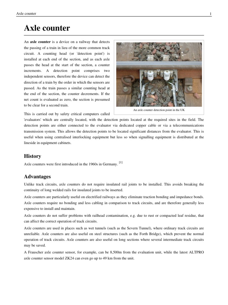 Axle Counters Wiki | PDF | Rail Transport | Transport Infrastructure