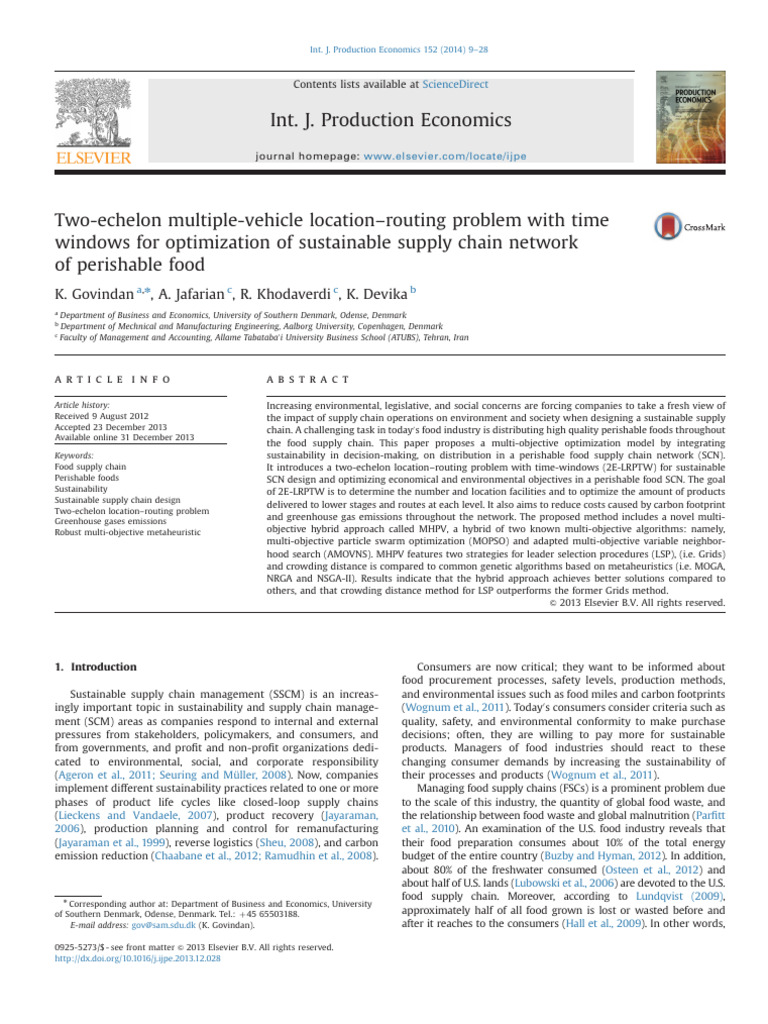 Two-Echelon Multiple-Vehicle Location-Routing Problem With Time Windows Perishable | PDF ...