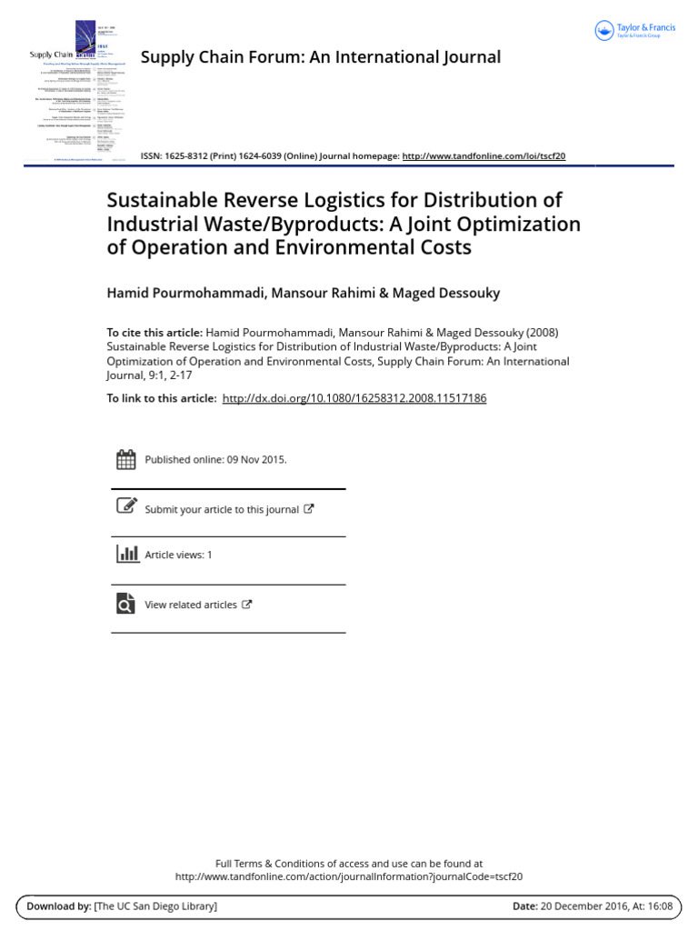 Sustainable Reverse Logistics Optimization | PDF | Linear Programming ...