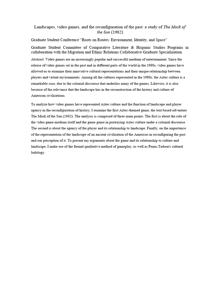 Conference Script | Download Free PDF | Video Games | Methodology