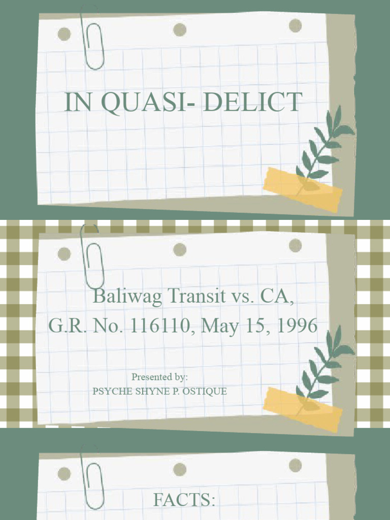 3rd Report-Baliwag Transport Vs CA-Quasi-delict (3rd Report) | PDF ...