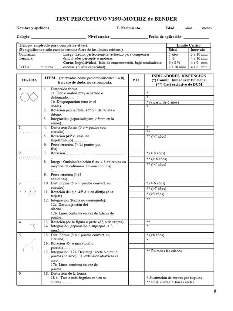 Protocolo Bender FULL | PDF | Conceptos psicologicos | Sicología