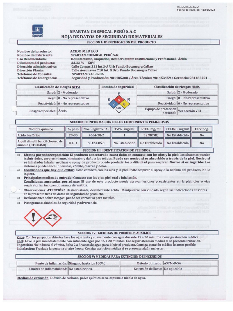 Acido MLD - ECO (FDS) 2024 | PDF