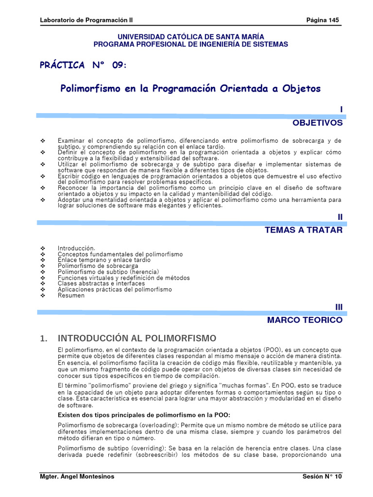 Guía de Prácticas de Lenguajes de Programación II #09 - 2024 | PDF | Objeto (informática ...
