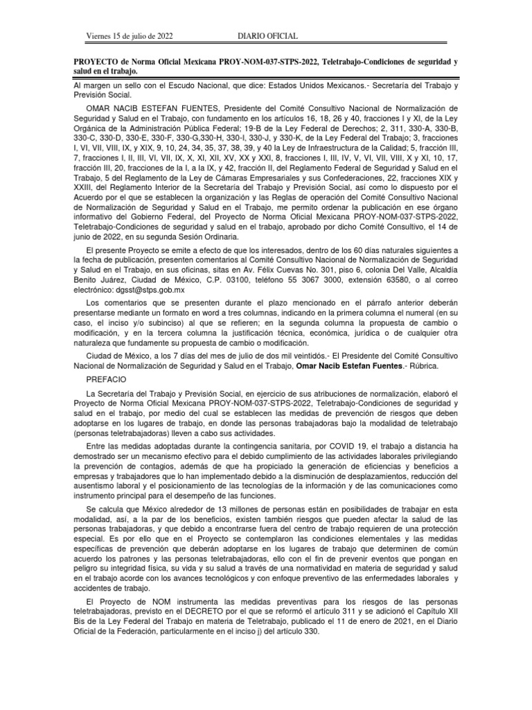 Proyec NOM 037 | PDF | Factores humanos y ergonomía | México