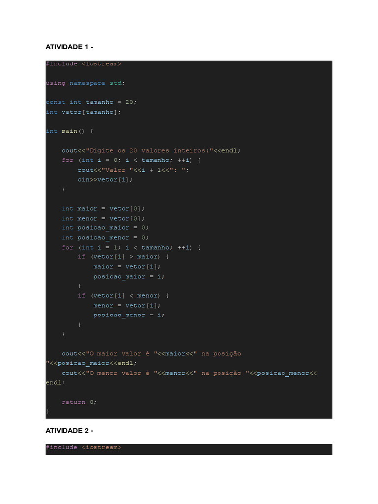 Atividade | PDF | Algoritmos e estruturas de dados | Algoritmos