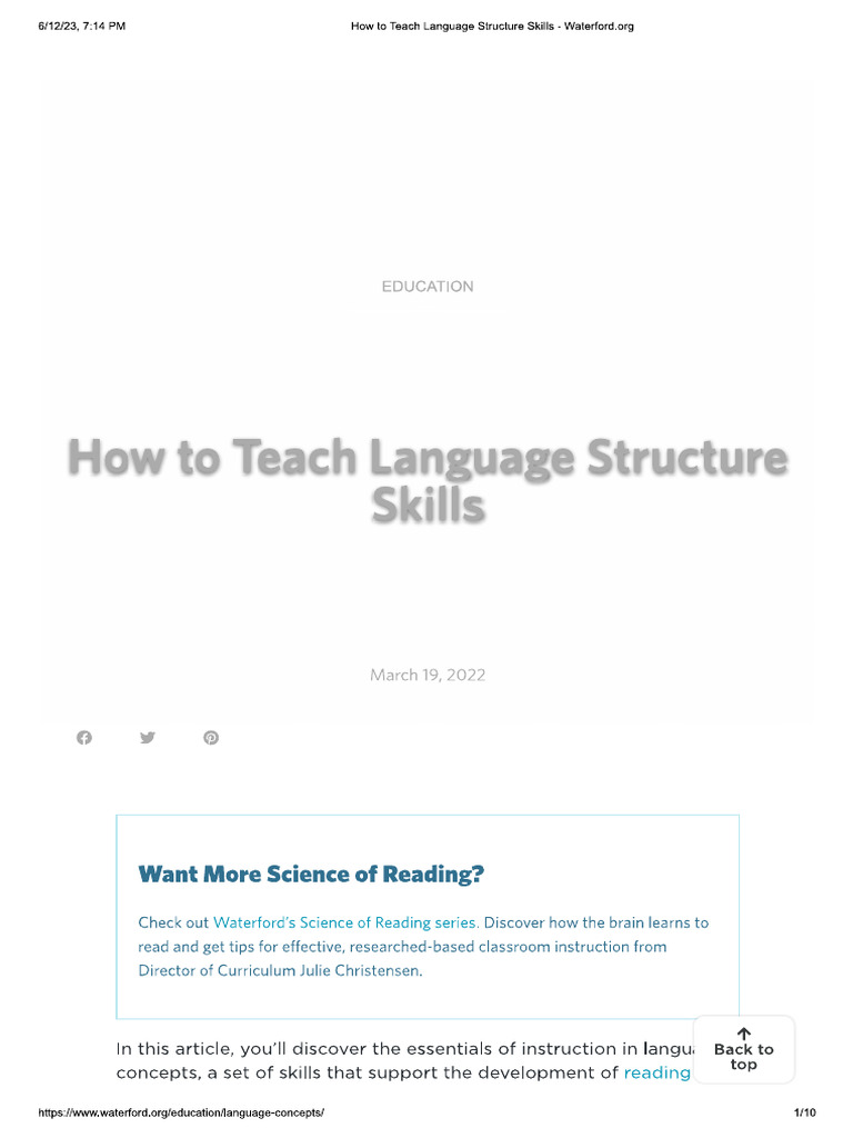 Language Structure Skills | PDF