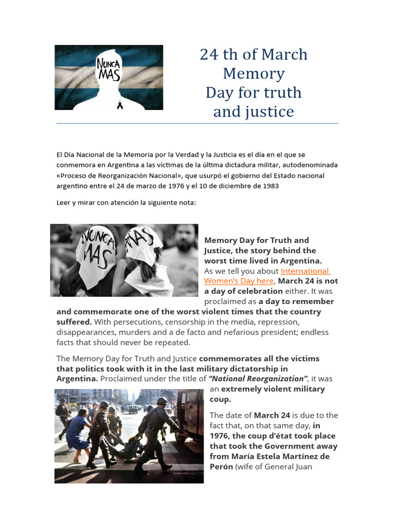 March 24: Day of Memory and Justice | PDF | Government