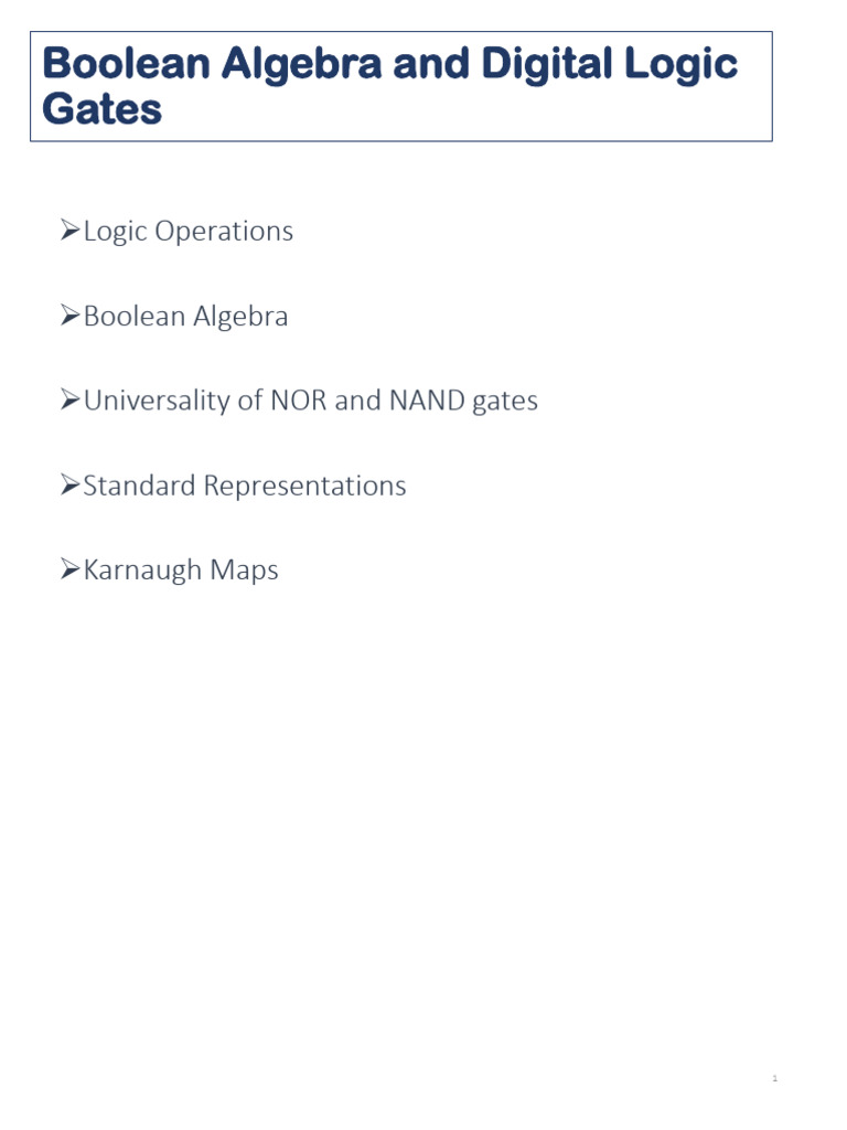 2-Boolean Algebra and Digital Logic Gates | PDF | Logic Gate | Boolean ...