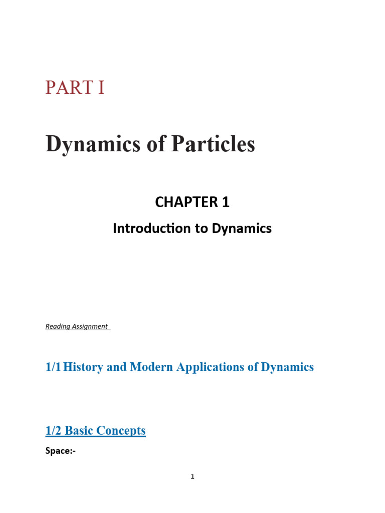 CHAPTER 1 Introduction To Dynamics | PDF | Force | Classical Mechanics