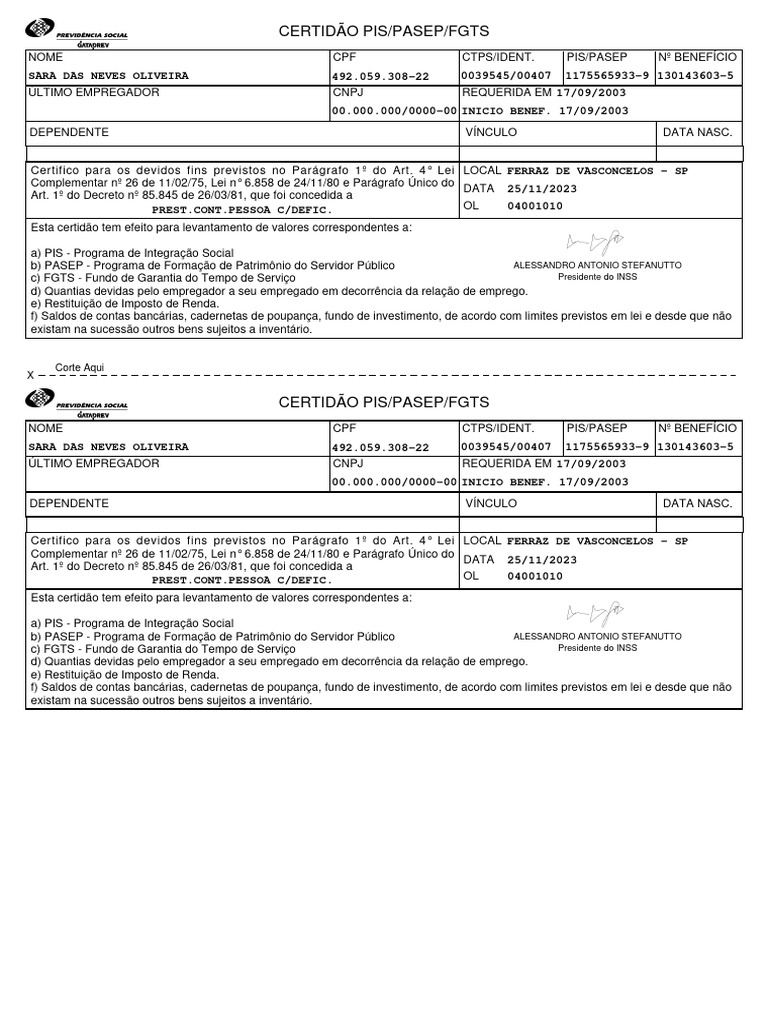Certidao Pis Pasep Fgts | PDF | Business | Economias