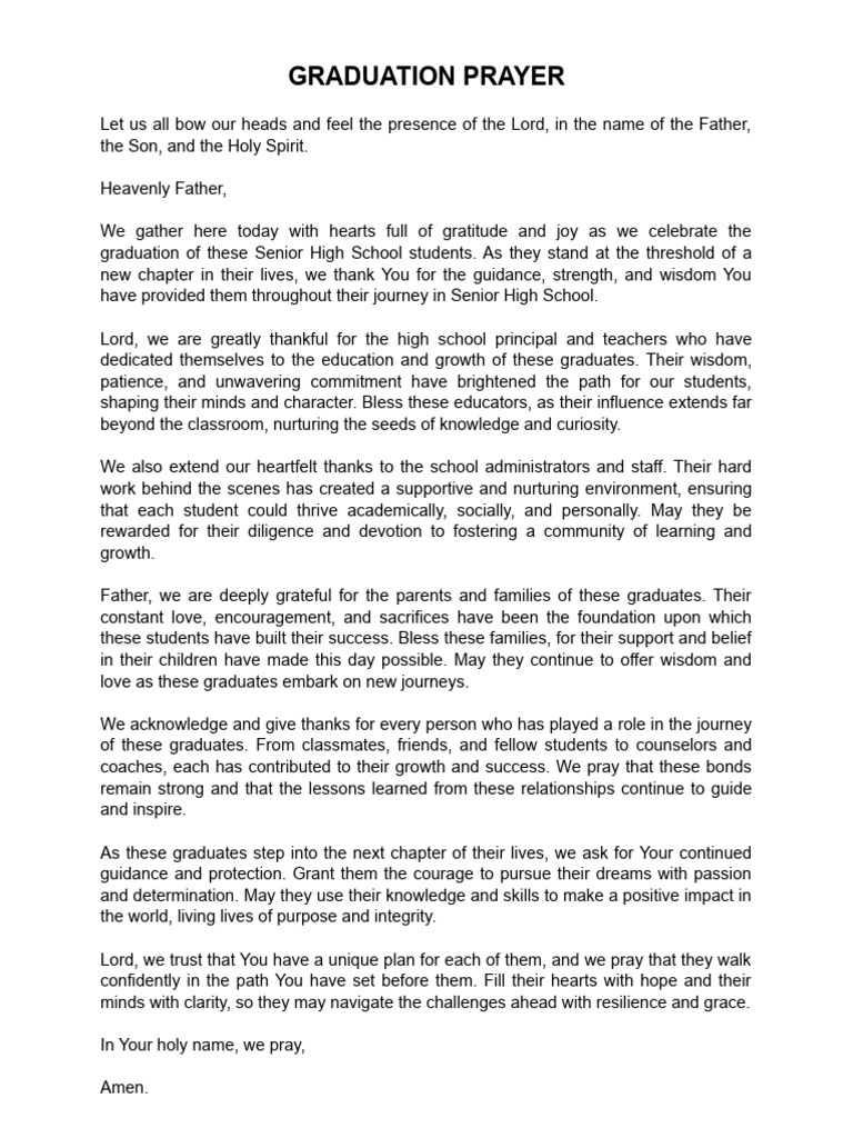 Graduation Prayer | PDF | Prayer | Love