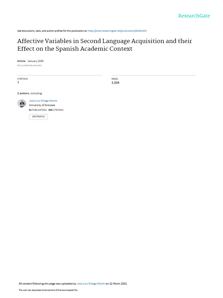 Affective Factors in Language Learning | PDF | Second Language | Affect ...