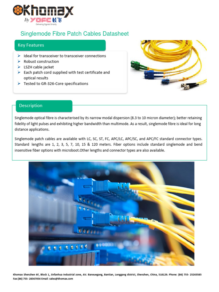 DATASHEET KHOMAX SinglemodePatchCables | Download Free PDF | Fiber ...
