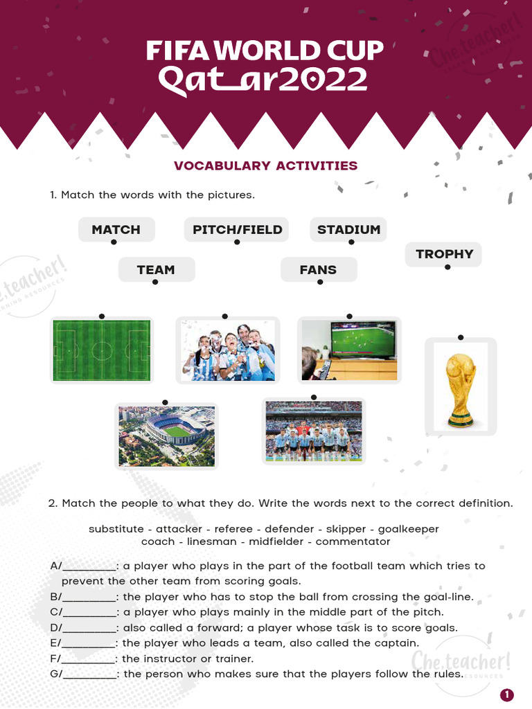 Vocabulary Activities for FIFA World Cup | PDF | Fifa World Cup | Qatar