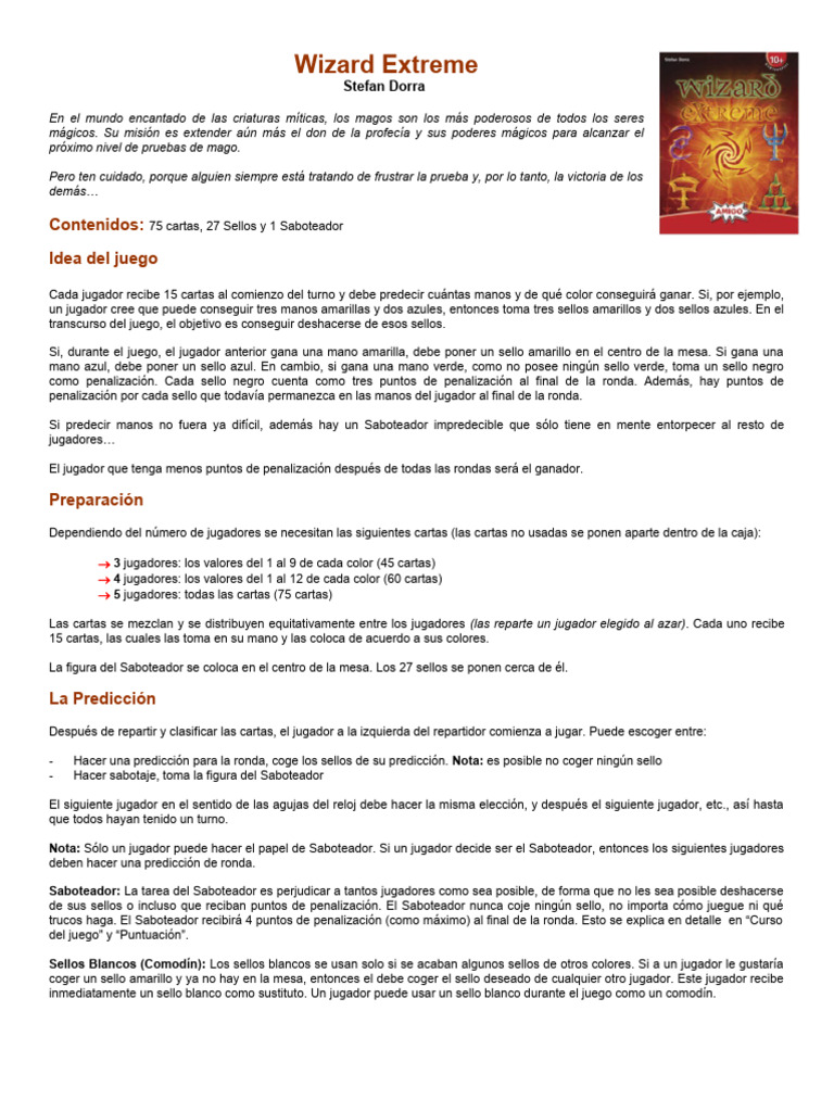 Wizard Extreme - Reglas | PDF | Color
