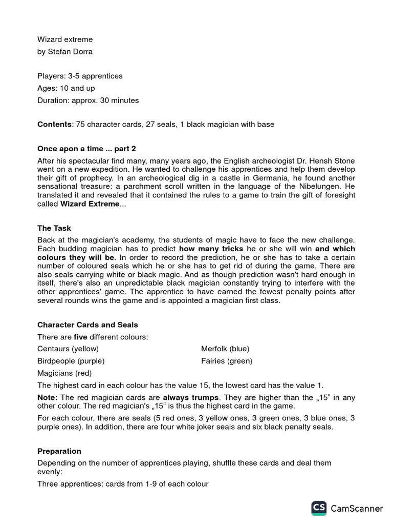 Wizard Extreme Game Rules | PDF | Sports | Board Games