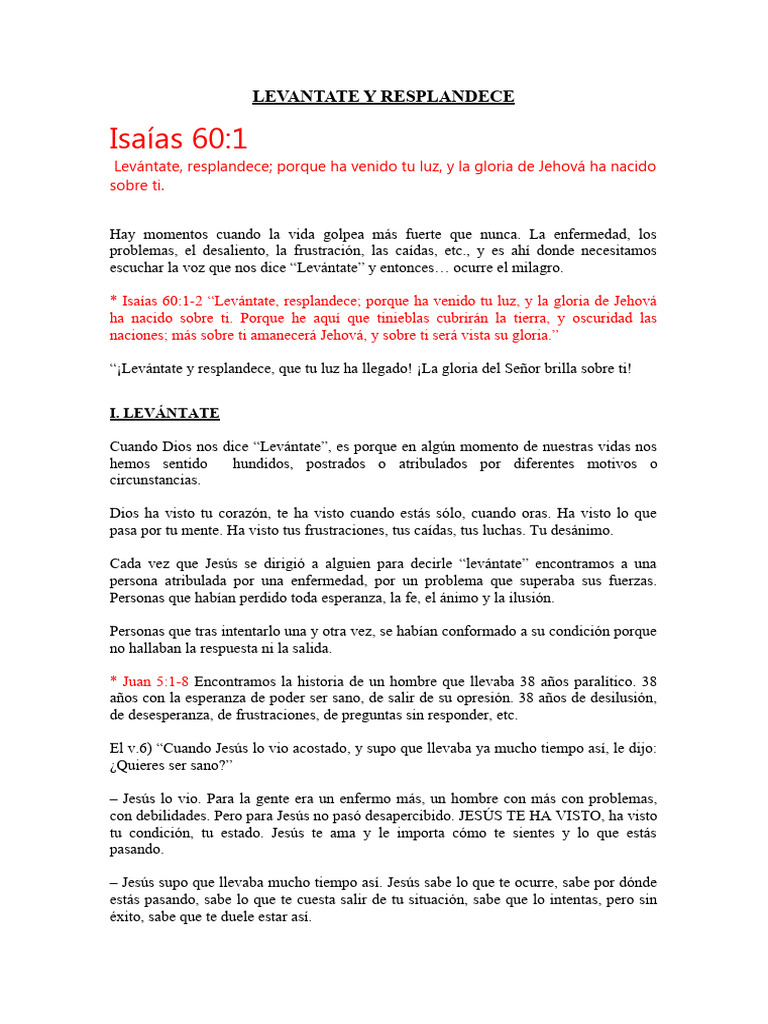 Predica Levantate y Resplandece | PDF | Jesús | Cristo (título)