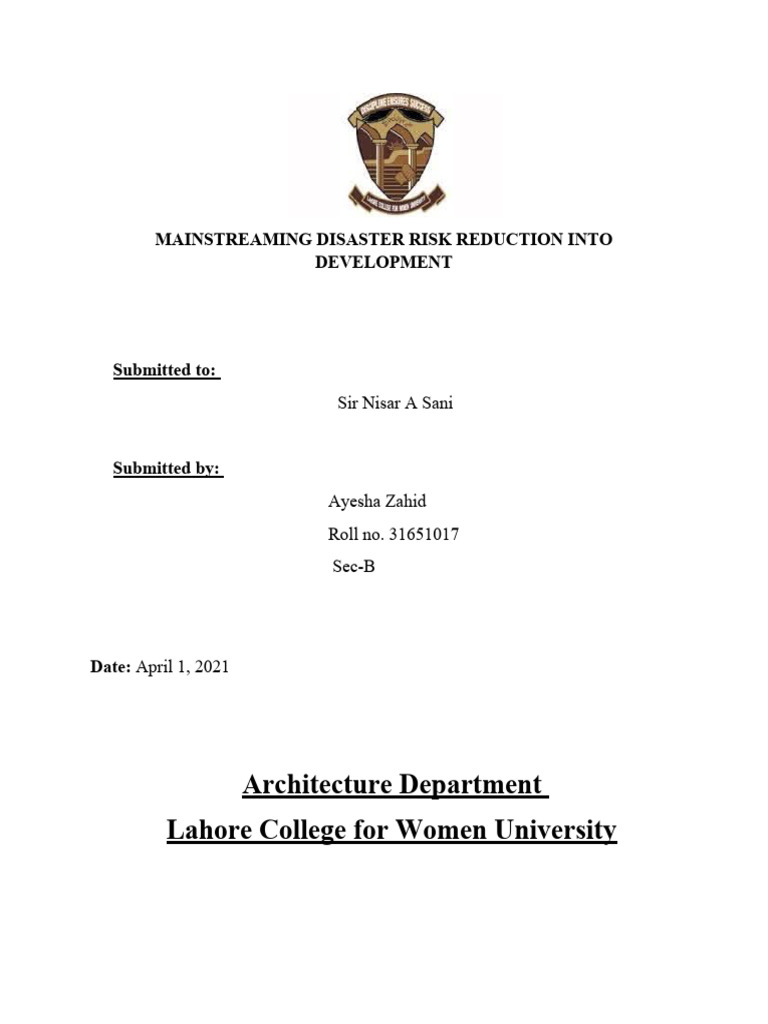 Development & Disaster Risk Integration | PDF | Disaster Risk Reduction ...