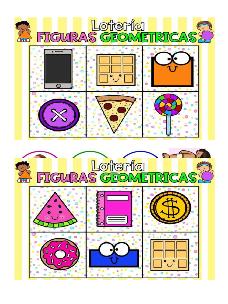 Bingo Cuerpo Humano y Loteria Figuras Geometricas | PDF