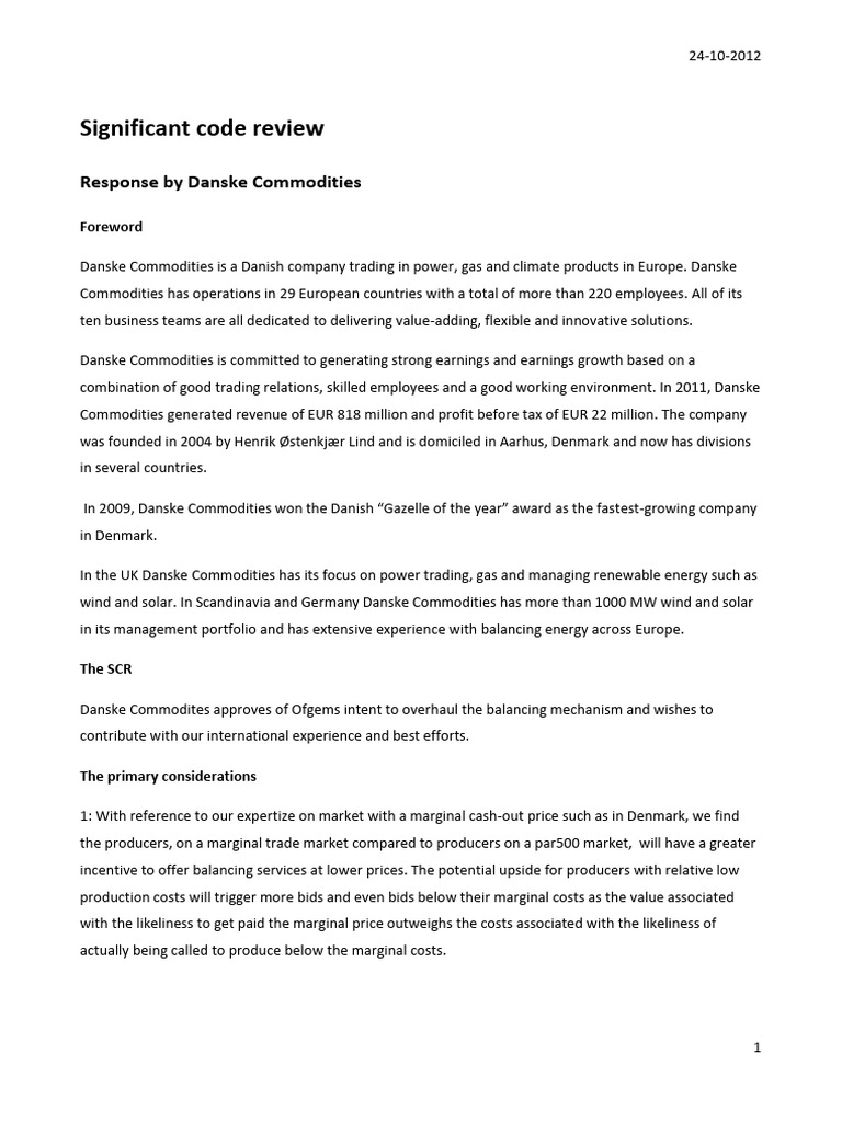 Danske Commodities Ebscr-Ic-Response | PDF | Market (Economics) | Commodity