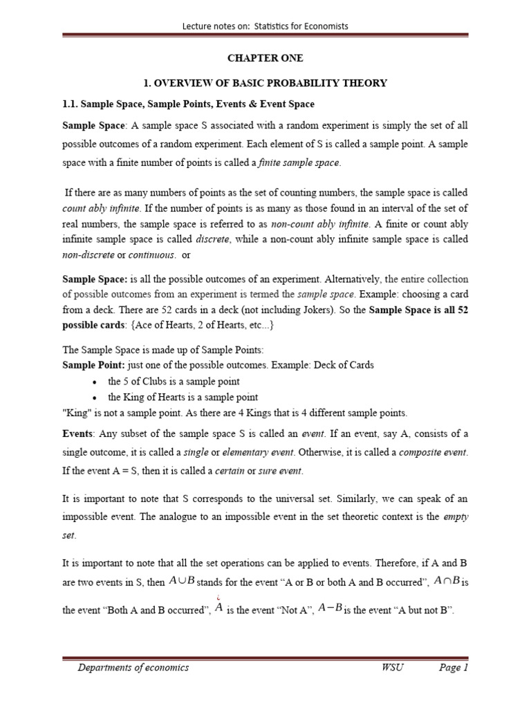 Statistics Handout Ch 1&2 | Download Free PDF | Probability Distribution | Random Variable