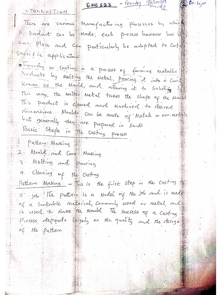 EME532 Foundry 1 | PDF