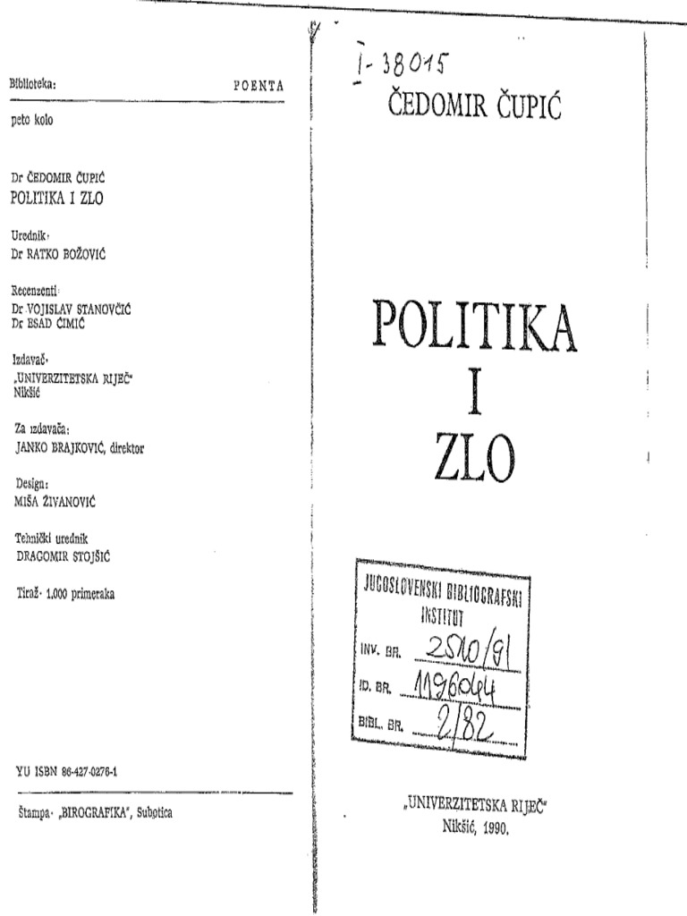 Cedomir Cupic - Politika I Zlo | PDF