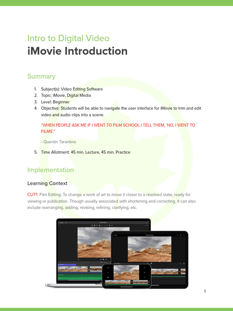 iMovie Lesson | PDF | Computing | Software