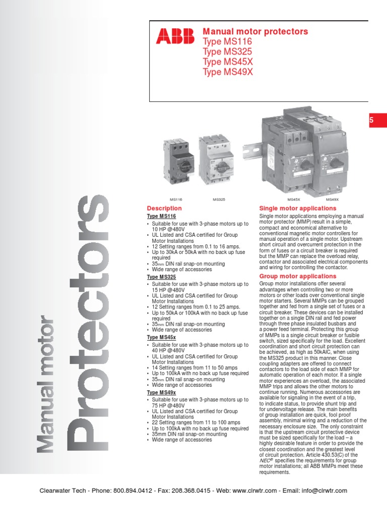ABB Manual Motor Protectors | PDF | Fuse (Electrical) | Electrical ...