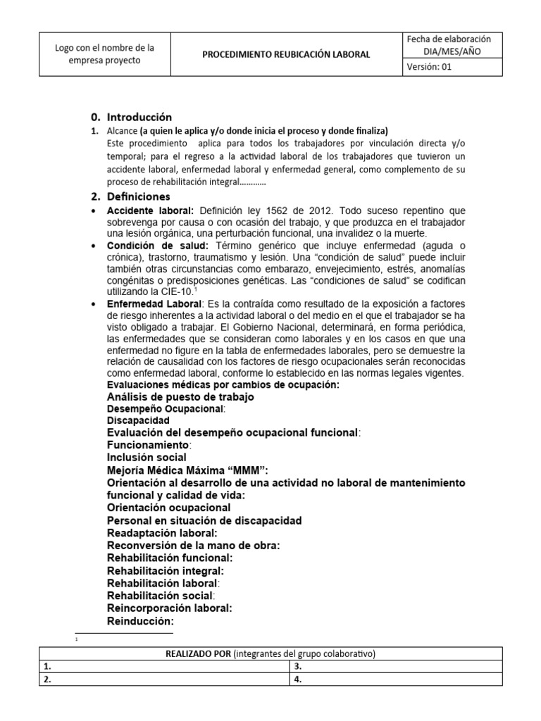 4. Pautas Procedimiento Reubicacion Laboral | PDF