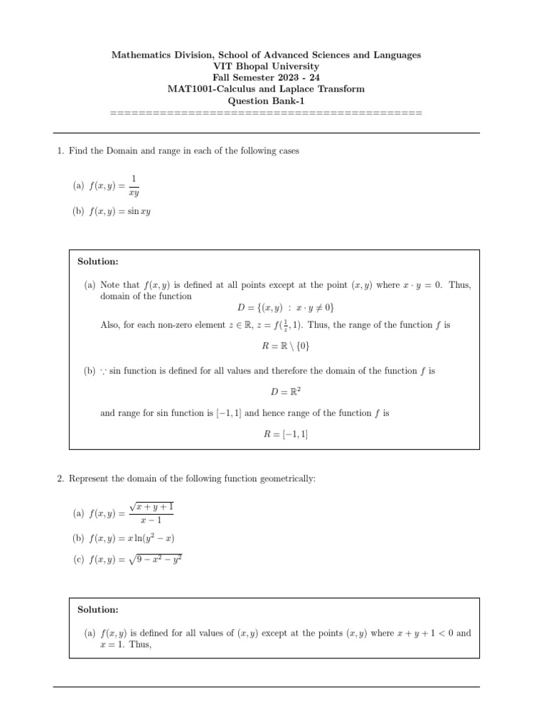 Question Bank (MAT10 01) | PDF | Mathematical Concepts | Mathematical Relations