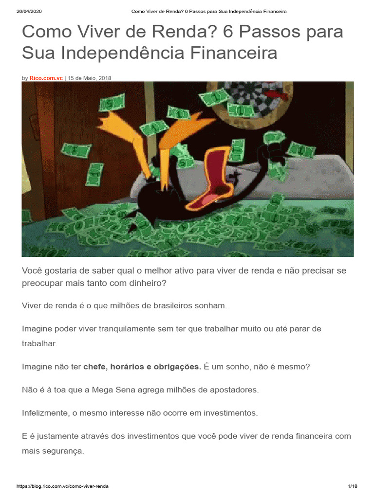 Como Viver De Renda 6 Passos Para Sua Independência Financeira