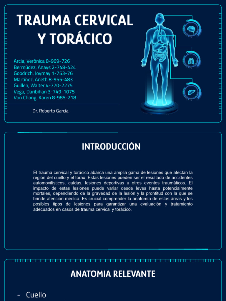 Trauma Cervical y Torácico | PDF | Tórax | Pulmón