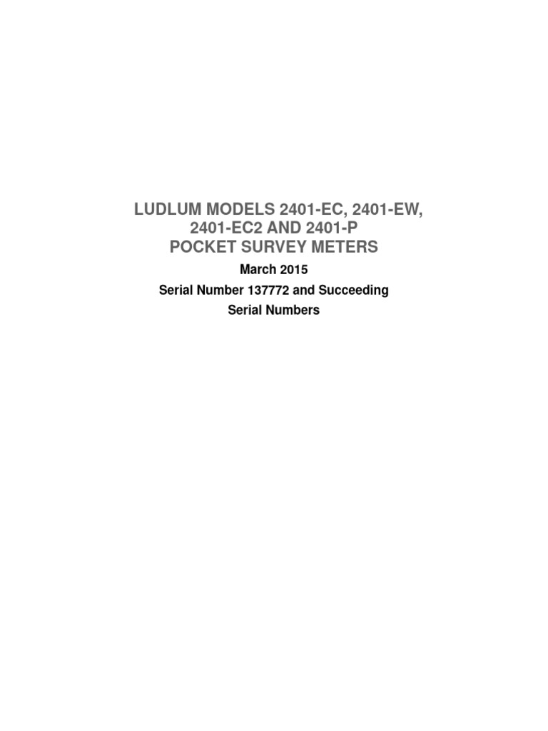 LUDLUM MODELS 2401 EC - 2401 EW-2401 EC2 y 2401 P | PDF | Radioactive ... LUDLUM MODELS 2401 EC - 2401 EW-2401 EC2 y 2401 P | PDF | Radioactive ...