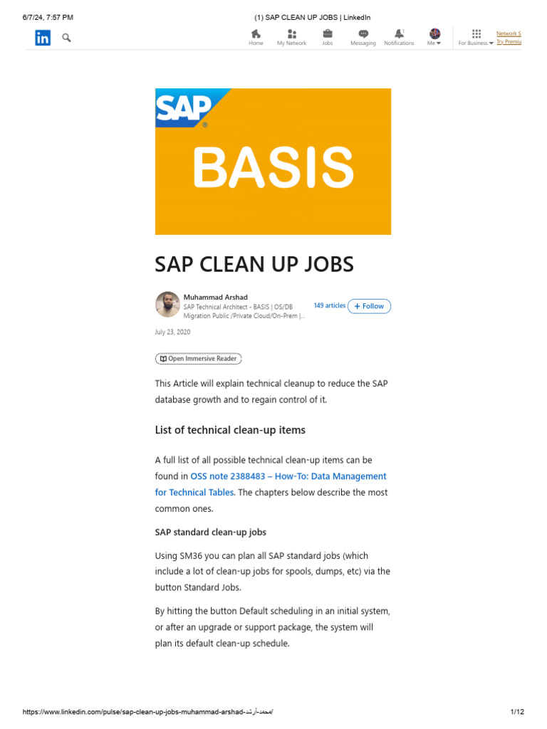 SAP Database Cleanup Techniques | PDF | Database Transaction | Databases
