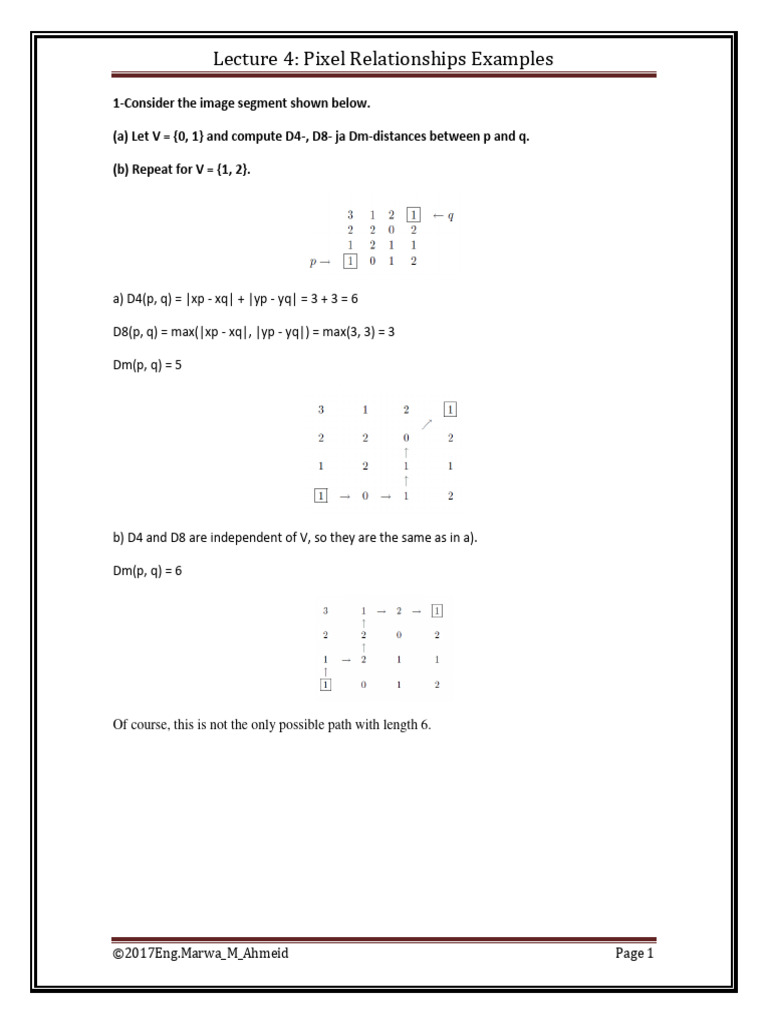 Problems (Part 3) - Some Basic Relationships Between Pixels | PDF ...