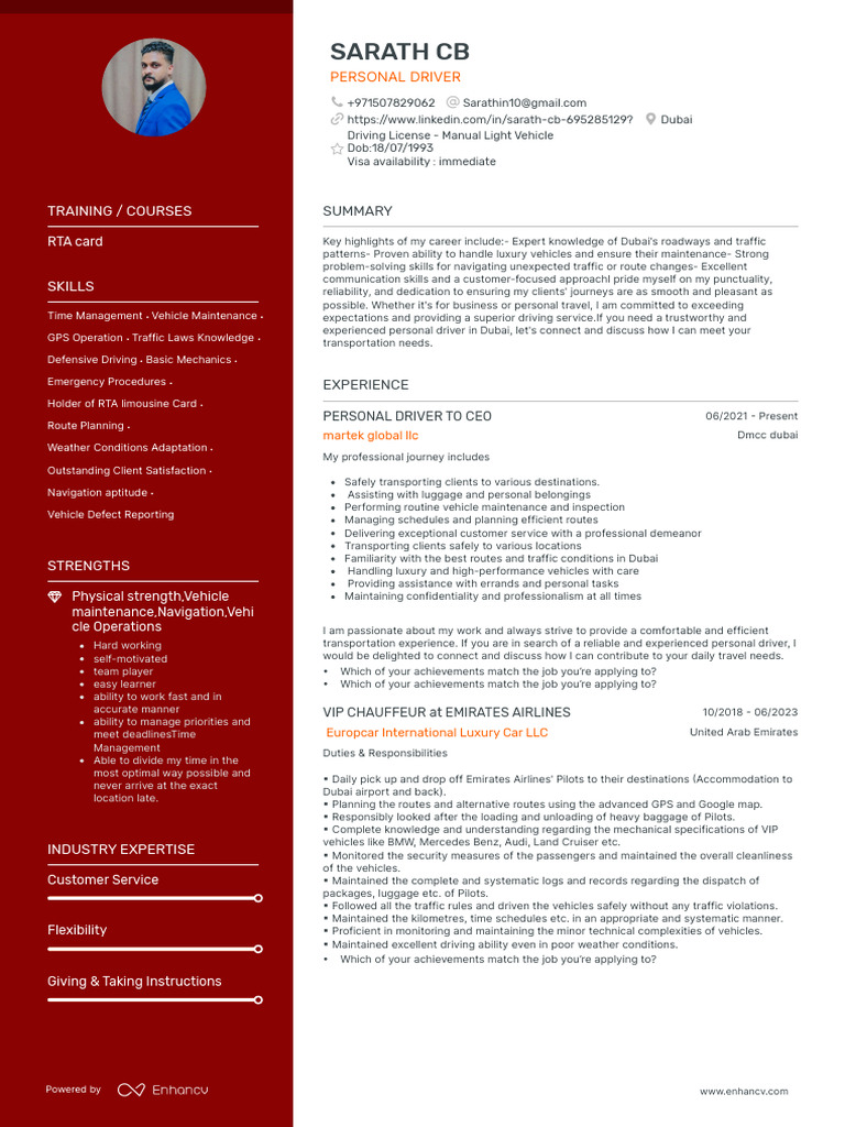 Sarath Resume Red 2024 | PDF | Traffic | Airport