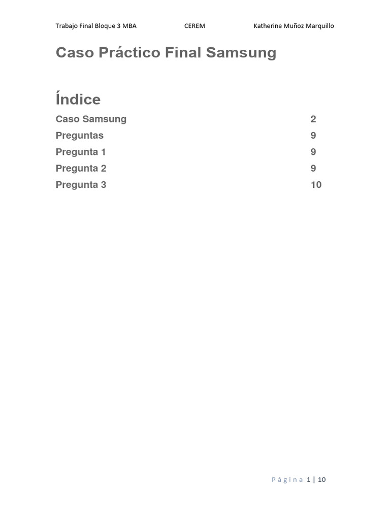 Caso Practico Final Samsung | PDF | Samsung | Economias
