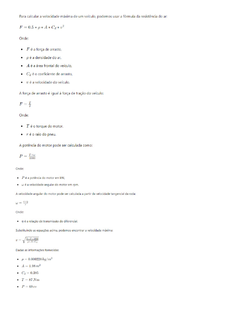 Calculo Velocidade Maxima | PDF