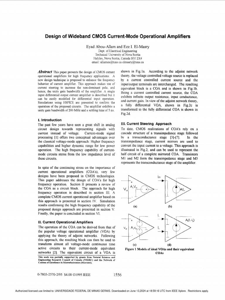 Design_of_wideband_CMOS_current-mode_operational_amplifiers | Download Free PDF | Amplifier ...