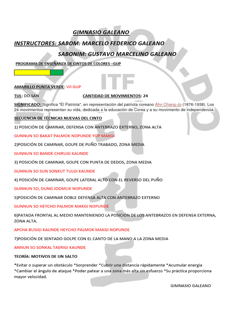 Programa Amarillo Punta Verde GUP | PDF