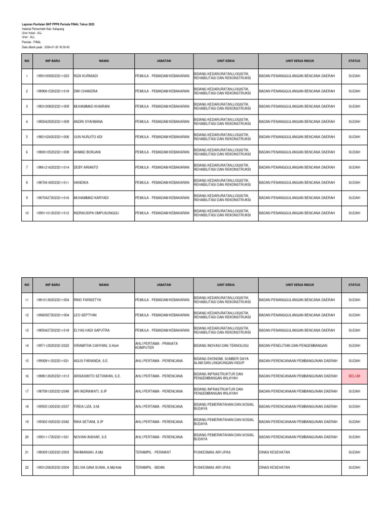 Lampiran III - Laporan Penilaian SKP LAMPIRAN PPPK | PDF