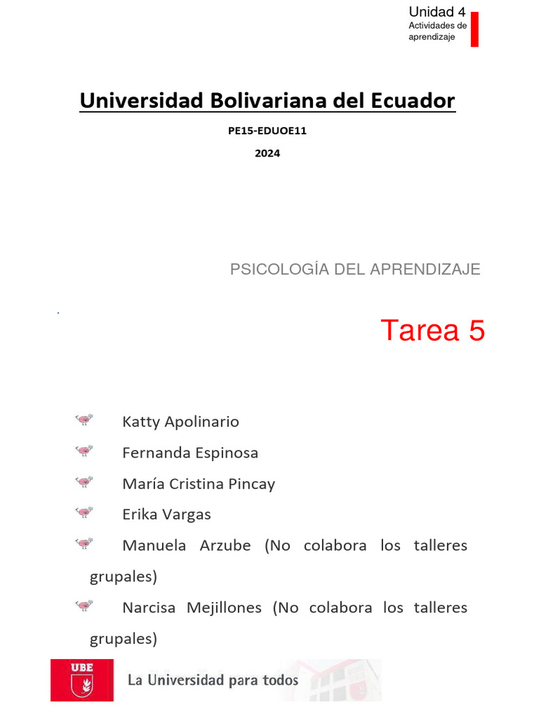 Tarea Practica 5 Grupal Psicología | Descargar gratis PDF | Aprendizaje | Motivación