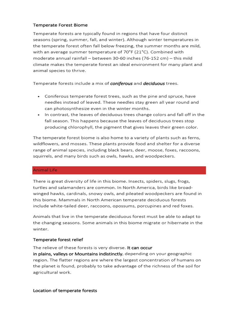 Temperate Forest Biome_ | PDF | Forests | Temperate Climate